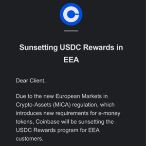 Coinbase Halts USDC Rewards in Europe Amid Regulatory Changes