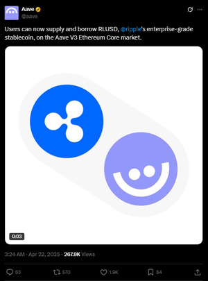 Aave Adds Ripple’s RLUSD Stablecoin to Ethereum Lending Platform